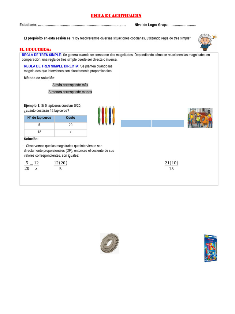 ficha tres simple inversa y directa | PDF
