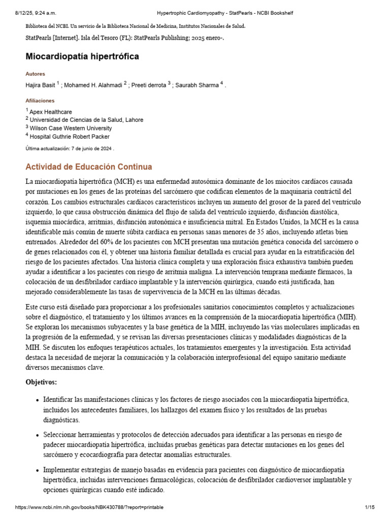 Hypertrophic Cardiomyopathy - StatPearls - NCBI Bookshelf | PDF ...