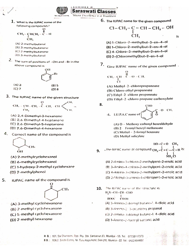 Chem MCQ Question Paper | PDF
