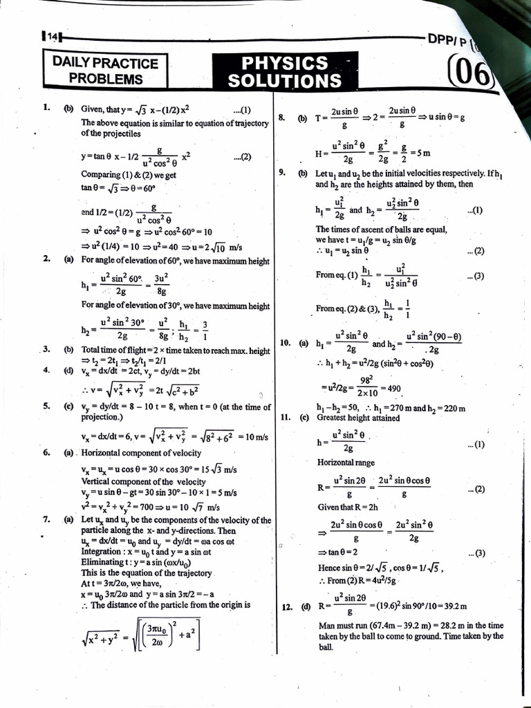 Daily Physics Practice Problems Solutions | PDF | Classical Mechanics ...