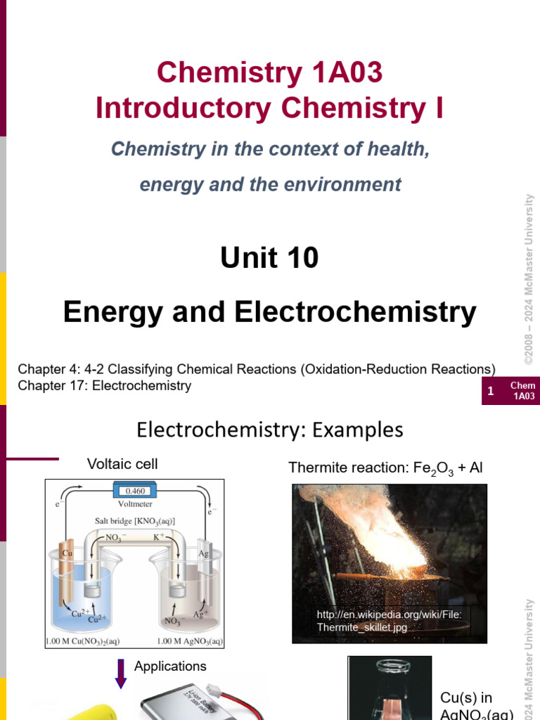 1A03 2025 10 Electrochemistry Skeleton | PDF | Redox | Electrochemistry