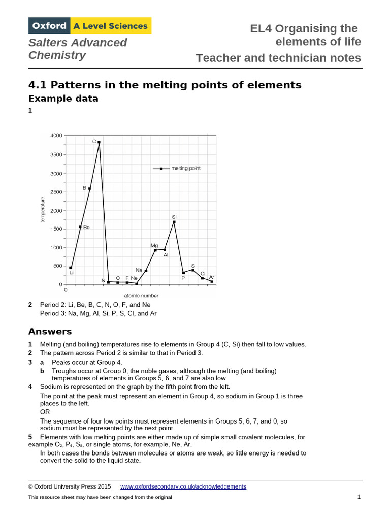 Melting Points of Life Elements Explained | PDF