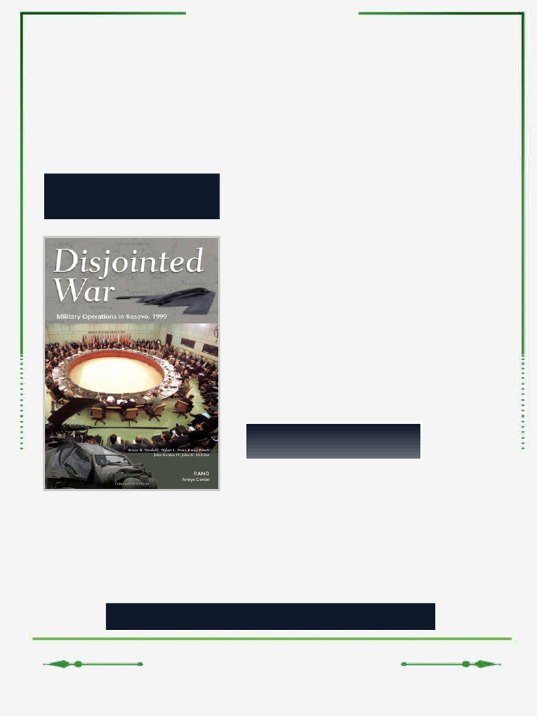 Disjointed War Military Operations in Kosovo 1999 1st Edition Bruce R ...