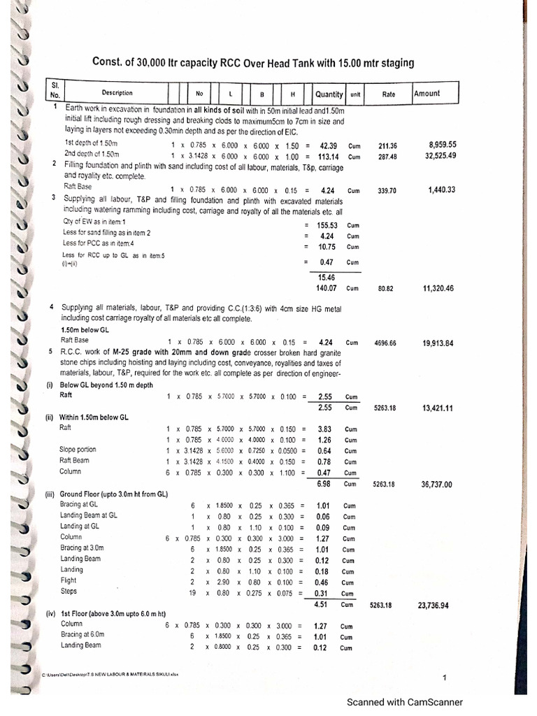 30kl Esr Tank Estimation | PDF