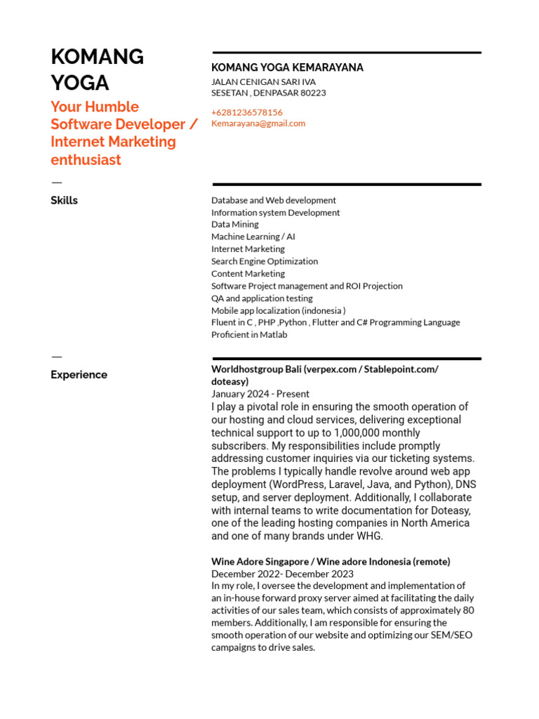 CV Komangyoga 4 Compressed 1 | PDF | Deep Learning | Artificial ...