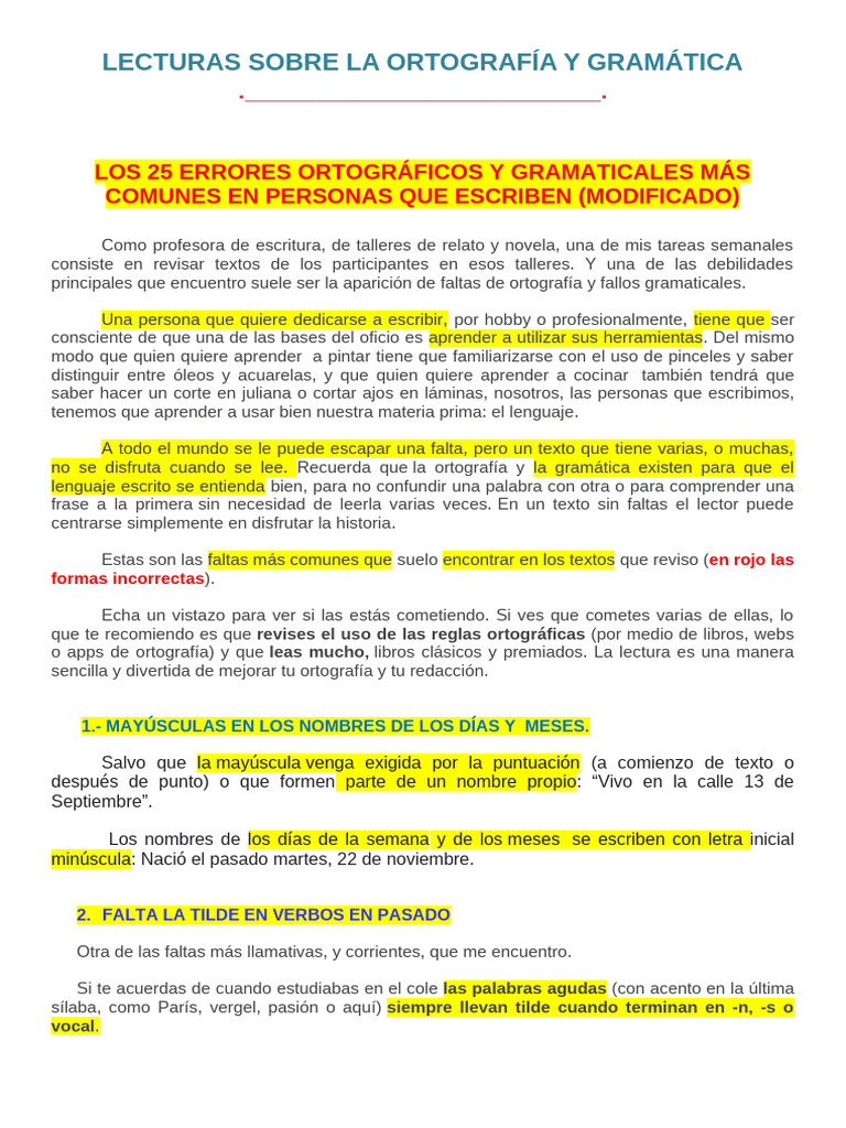 (2das lecturas) Ortografía y Gramática | PDF | Verbo | Gramática