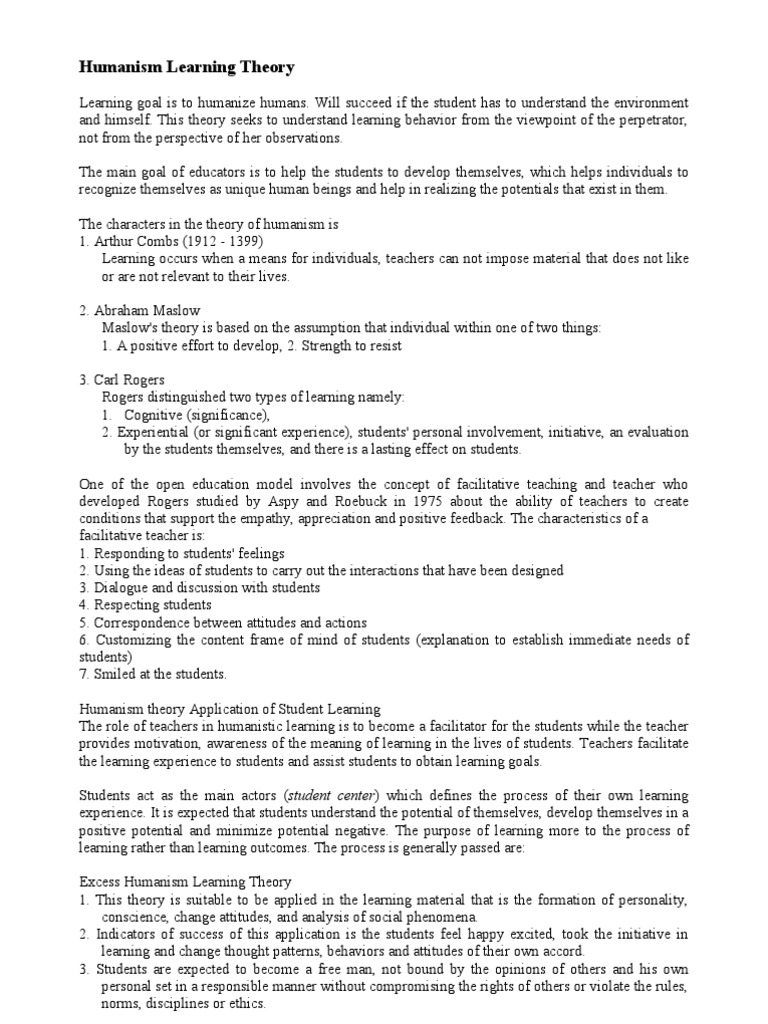 Humanism Learning Theory | PDF | Constructivism (Philosophy Of ...
