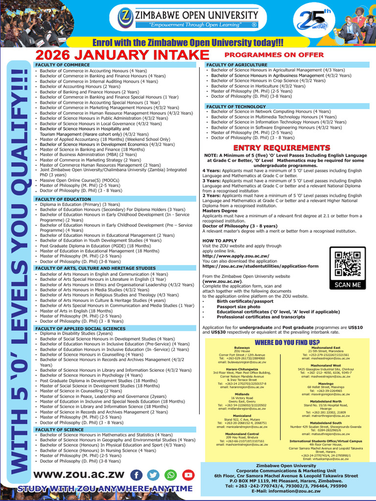 Enroll Now: Zimbabwe Open University Programs | PDF | Academic Degree ...