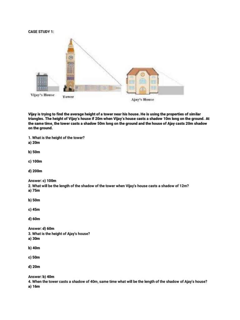 Case Study Class 10 Mathematics Triangles | PDF | Elementary Mathematics | Mathematics