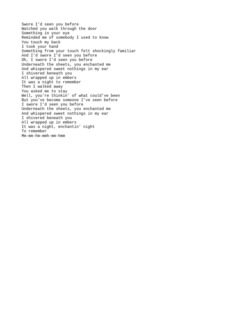 Swore I'd Seen You Before | PDF