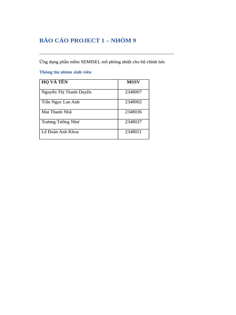 Báo Cáo Project 1 | PDF