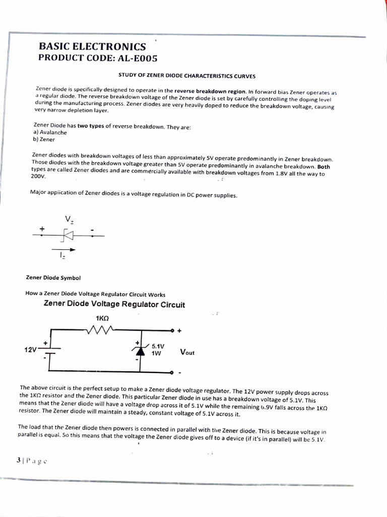 Manual Zener Diode AL E005 11-Nov-2025 | PDF | Diode | Electromagnetism
