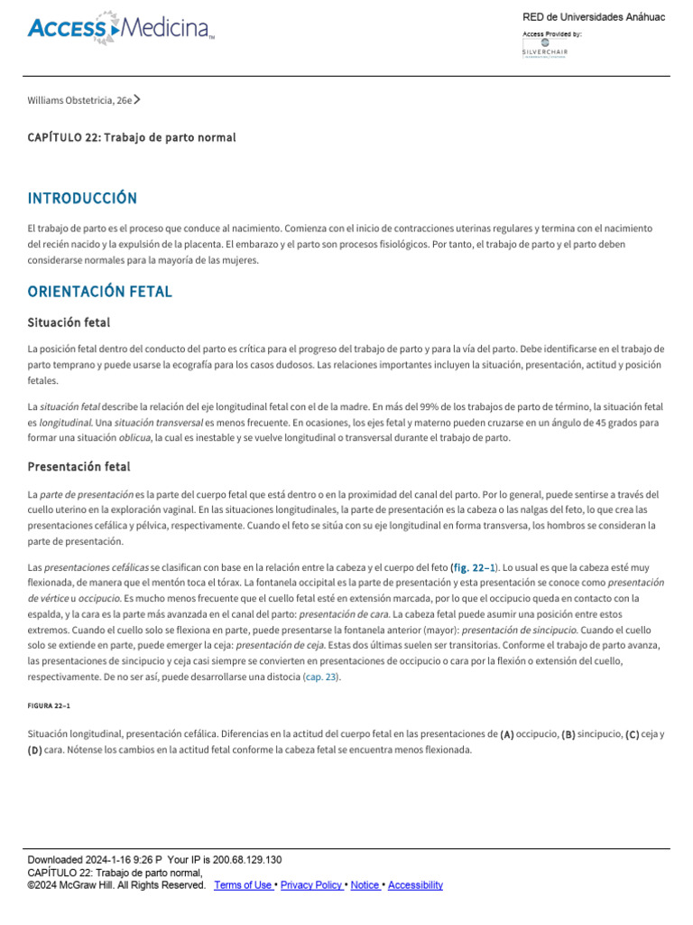 CAPÍTULO 22_ Trabajo de parto normal | PDF | Parto | Especialidades Medicas