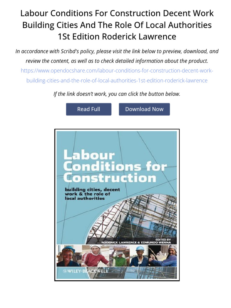 Labour Conditions for Construction Decent Work Building Cities and The ...