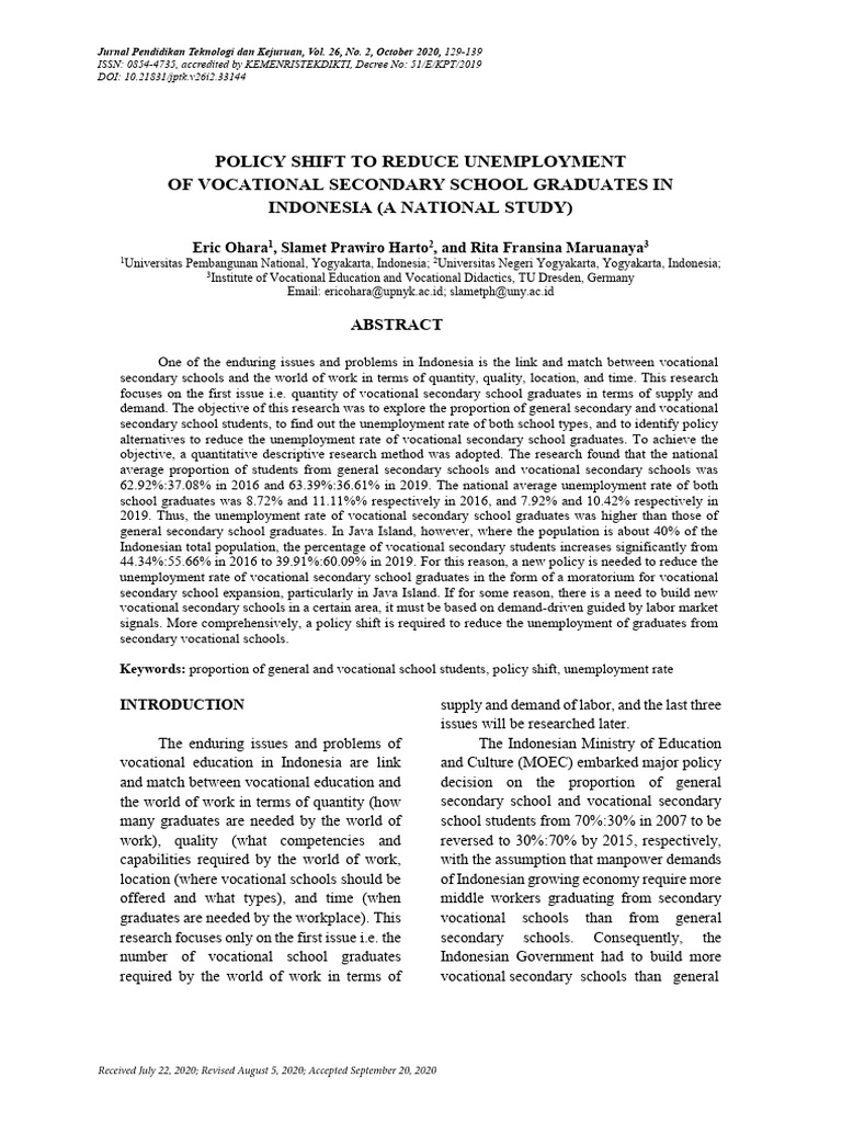 Policy Shift to Reduce Unemployment of Vocational | PDF | Vocational ...