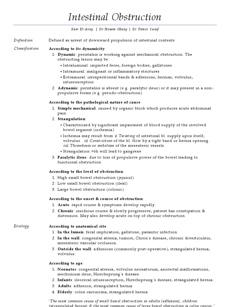 Intestinal Obstruction Guide | PDF | Digestive System | Gastroenterology