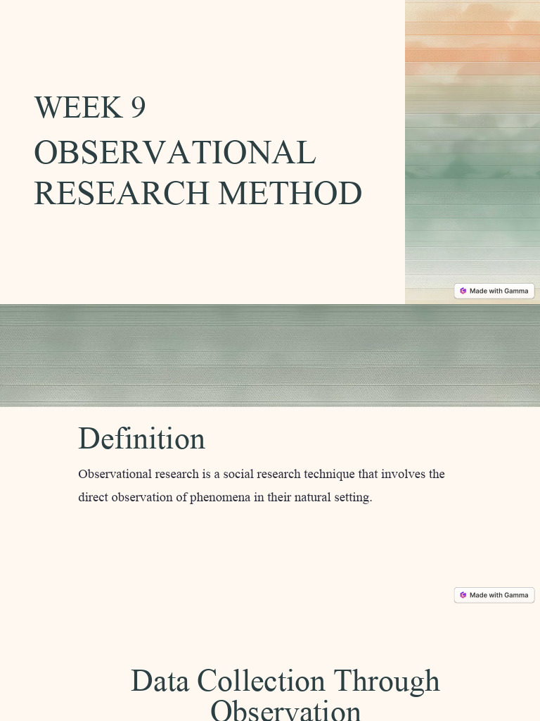Week 9 - Observational Method Pt. 1 | PDF | Data | Observation
