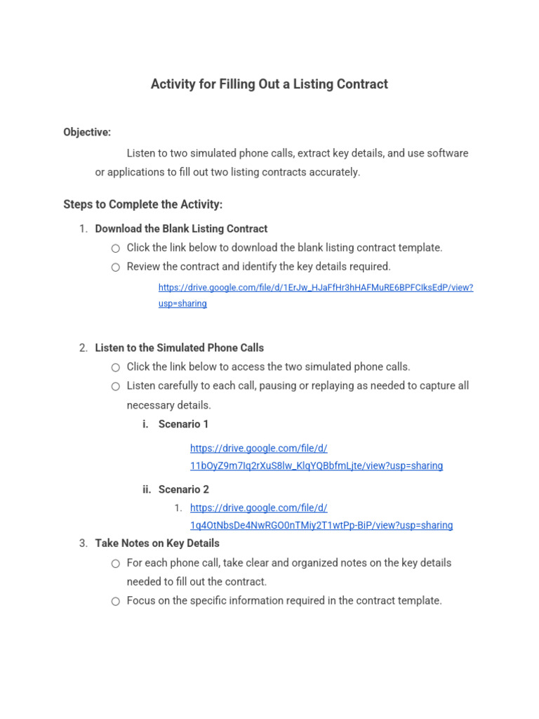 Filling Out a Listing Contract | PDF