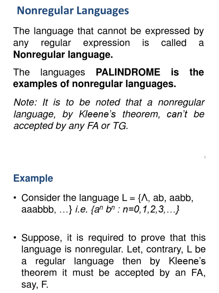 Non Regular Language | PDF | String (Computer Science) | Discrete ...