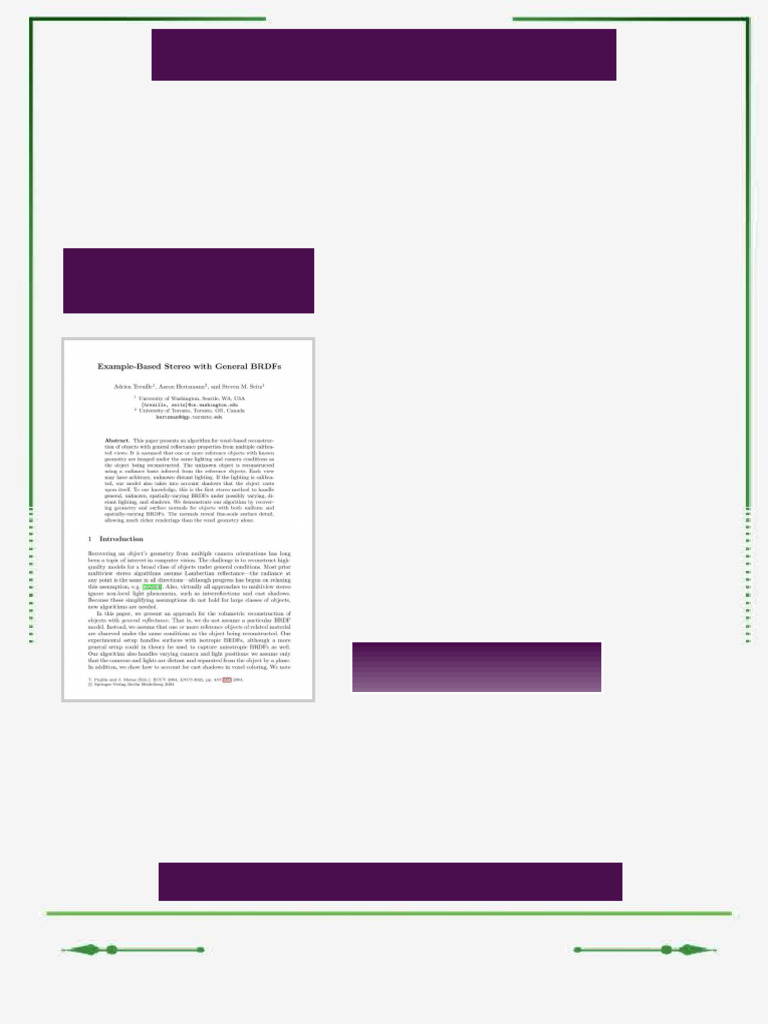 Example Based Stereo with General BRDFs 1st edition by Adrien Treuille ...