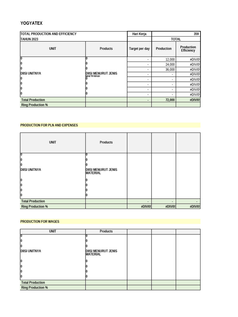 FORMAT Daily Production-Sales-Stock WEAVING 2023 | PDF