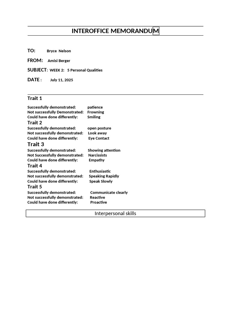 Interoffice Memorandum | PDF