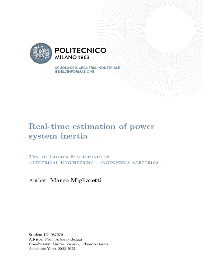 Real-time Estimation of Power System Inertia (1) | PDF | Electrical ...