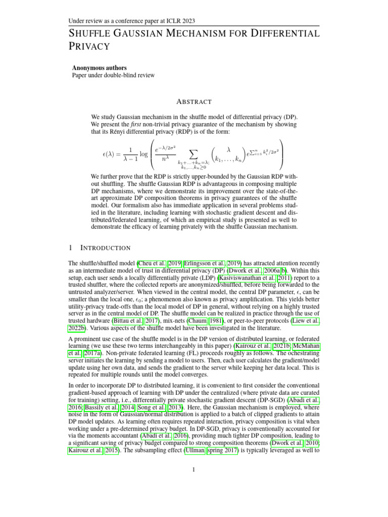 Shuffle Gaussian Mechanism for Differential Privacy | PDF | Normal ...
