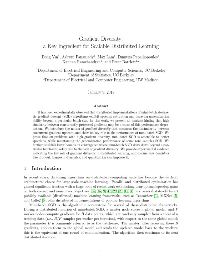 Gradient Diversity in Mini-Batch SGD | PDF | Mathematical Optimization ...