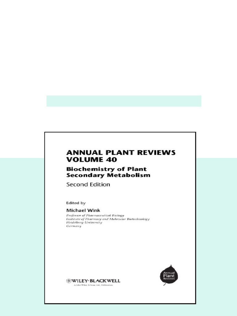 Annual Plant Reviews Volume 40 Biochemistry of Plant Secondary ...