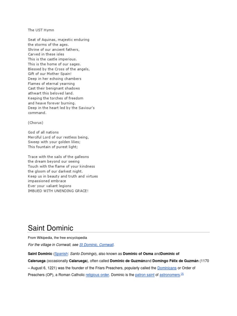 The UST Hymn | Revelation | Thomas Aquinas