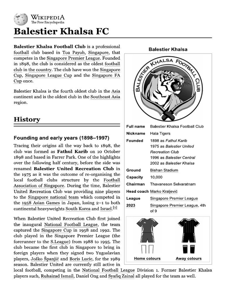 Balestier Football Club Singapore | PDF