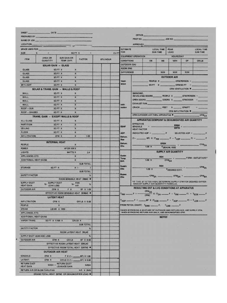 Heat Load Sheet | PDF