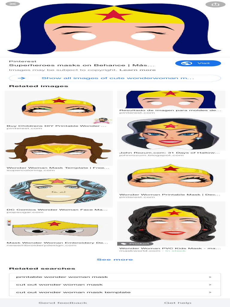 Free Cute Wonder Woman Mask Template | PDF | Superheroes | Wonder Woman