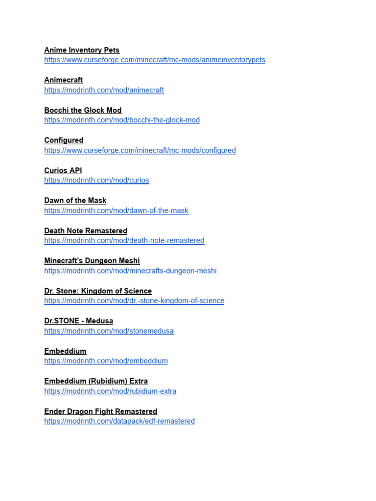 Top Anime Mods for Minecraft | PDF