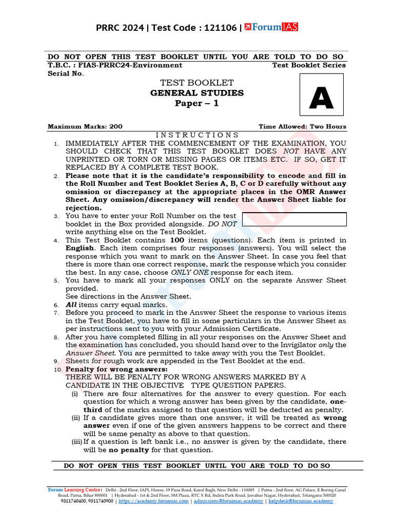 PRRC 2024 b1 FLT 6 QP Environment | PDF | Waste | Environmental Impact ...