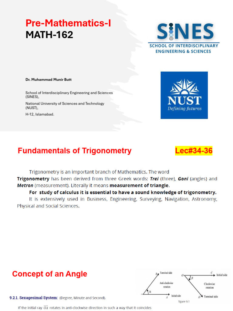 Week 12 15 Pre Math I MATH 162 | PDF