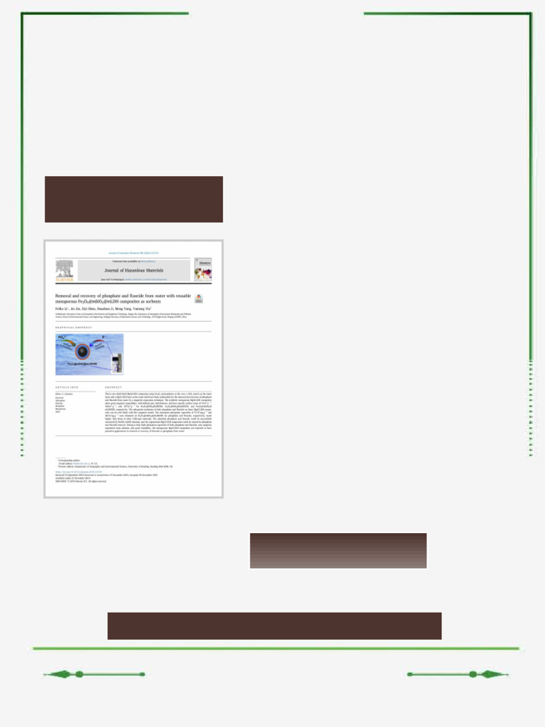 Removal and recovery of phosphate and fluoride from water with reusable ...