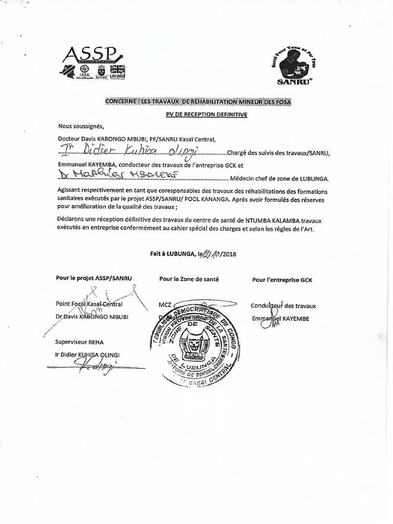 Dossier PV de Reception SANRU | PDF