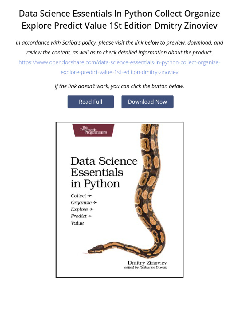 Data Science Essentials in Python Collect Organize Explore Predict Value 1st Edition Dmitry ...