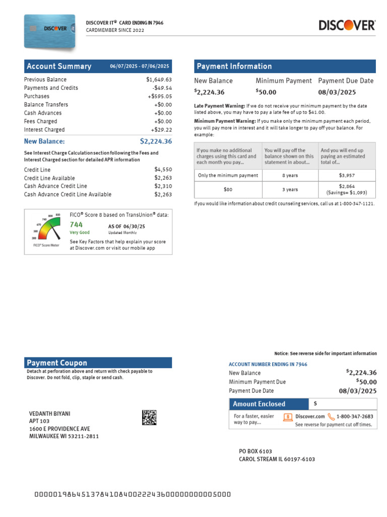 Discover It Card Monthly Statement | PDF | Credit Card | Annual ...