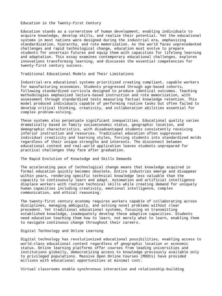 Education_in_the_Twenty_First_Century | PDF | Educational Technology ...