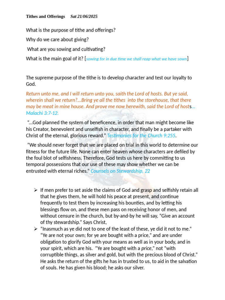 Tithe and Offering | PDF