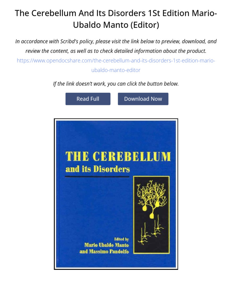 The Cerebellum and its Disorders 1st Edition Mario-Ubaldo Manto (Editor ...