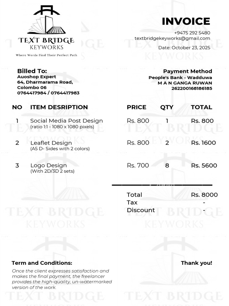 Invoice for Design Services | PDF