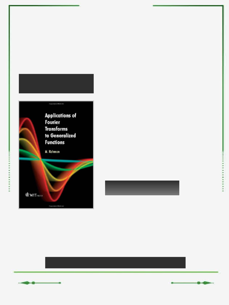 Applications of Fourier Transforms to Generalized Functions 1st Edition ...