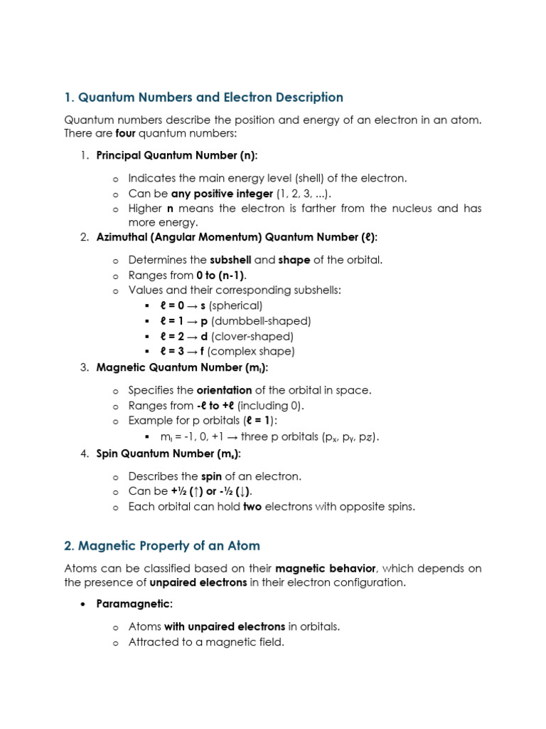 Handouts Lesson 2 General Chemistry 1 | PDF | Atomic Orbital | Electron ...