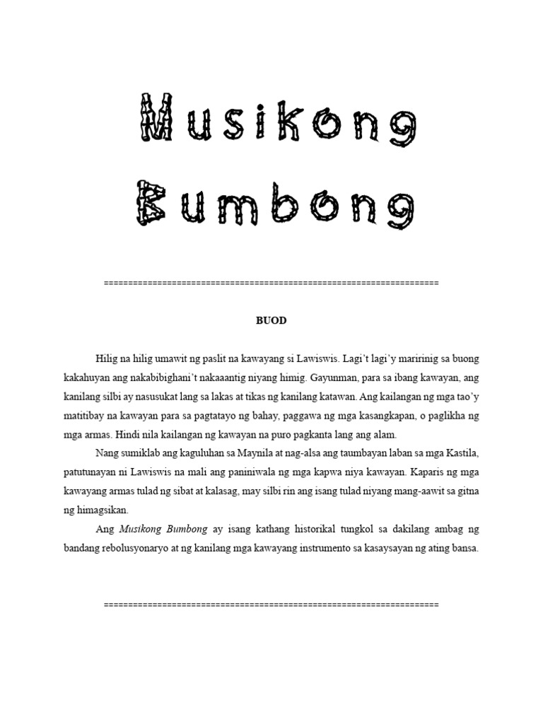 Musikong Bumbong 1st - Prize | PDF