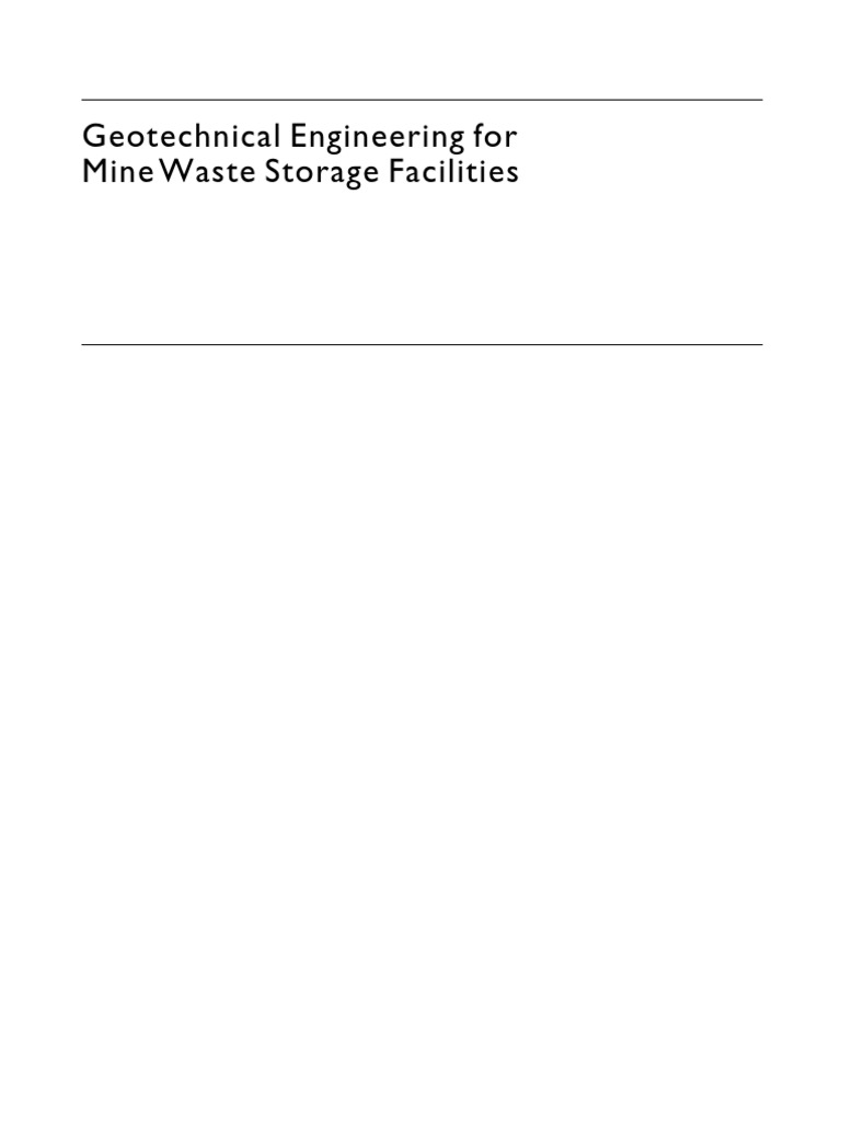 Geotechnical Engineering For Mine Waste Storage Facilities | PDF | Soil ...