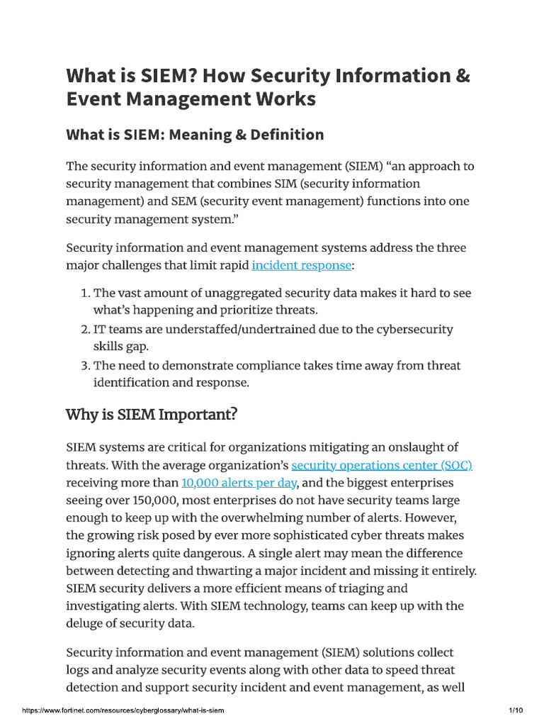 What Is SIEM - How Security Information & Event Management Works | PDF
